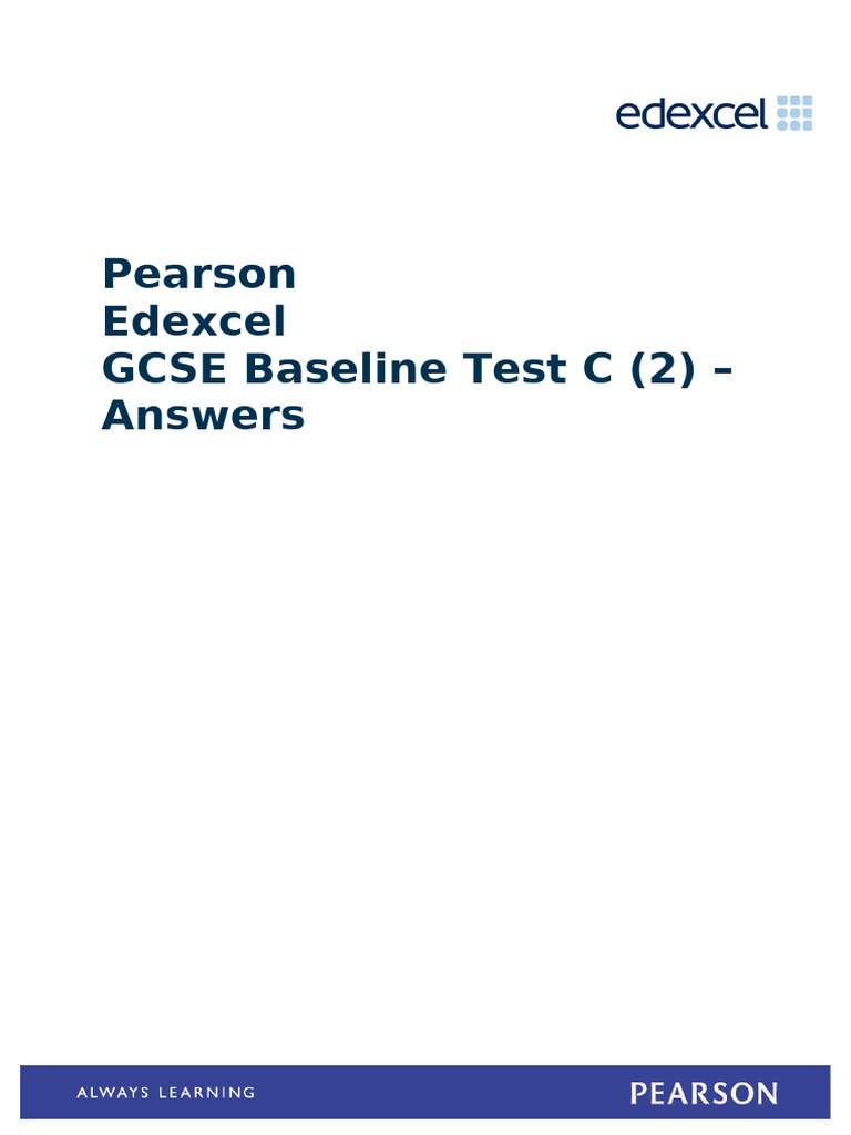 Edexcel GCSE Baseline Test C Answers | PDF | Educational Assessment And ...