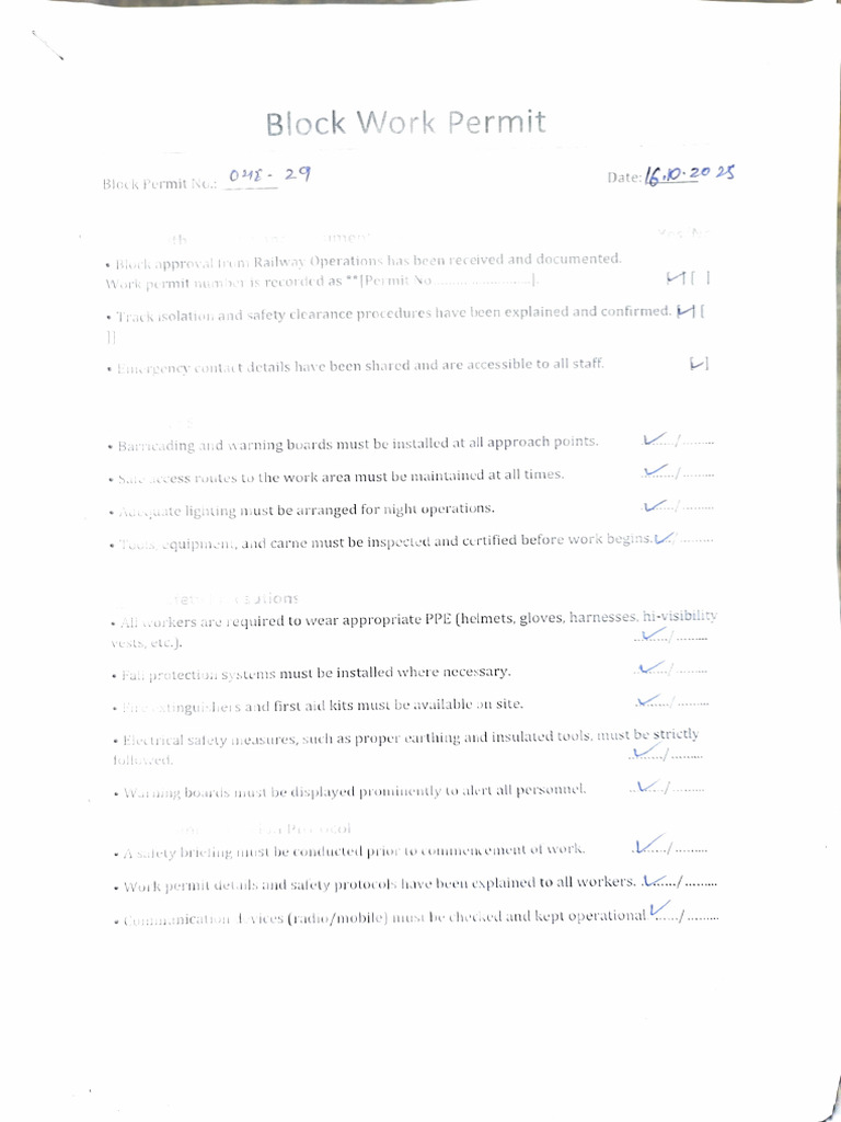 Block Work Permit Safety Guidelines | PDF | Safety | Occupational ...