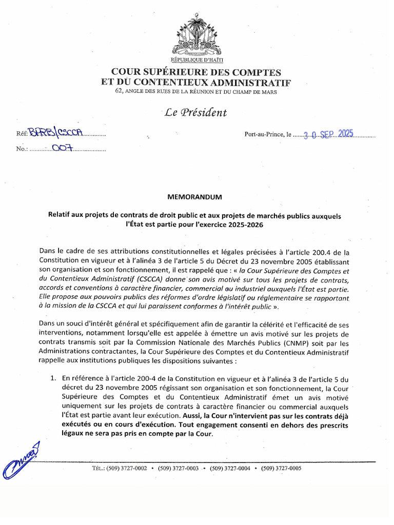 Mémorandum CSCCA 2025-2026 | PDF