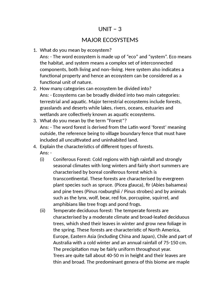 Unit 3 Major Ecosystem Qstns.. | PDF | Estuary | Forests