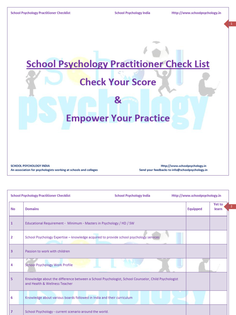 School Psychology Practitioner Checklist | PDF | Psychology | Psychologist
