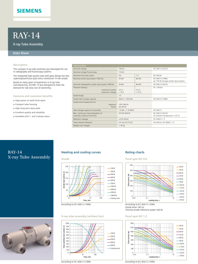 SIEMENS Data Sheet X-ray Tube Assembly RAY-14 V01 | PDF | Vacuum Tube ...