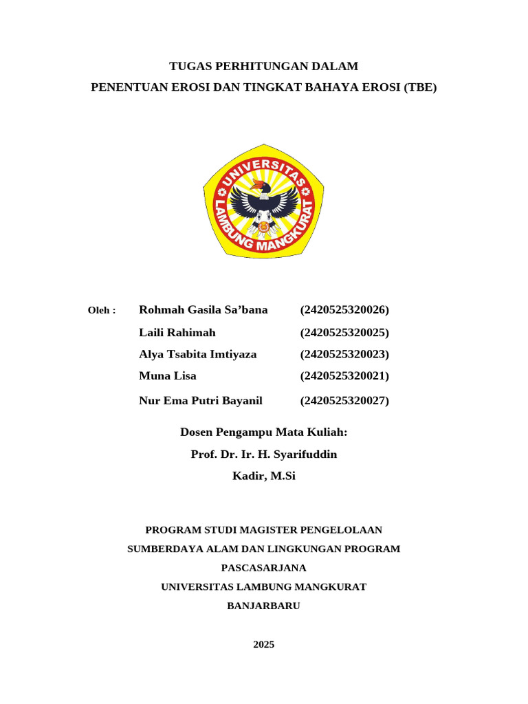 Analisis Erosi dan Tingkat Bahaya Erosi | PDF