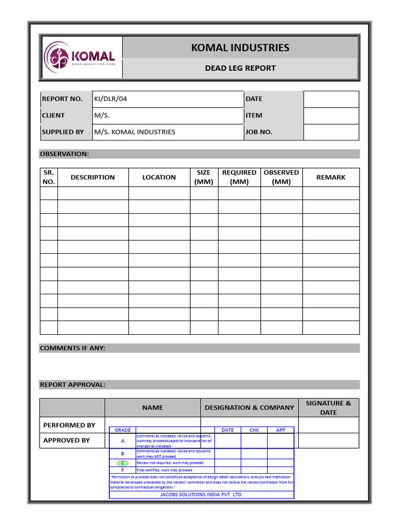 Approved Dead Leg Report | PDF