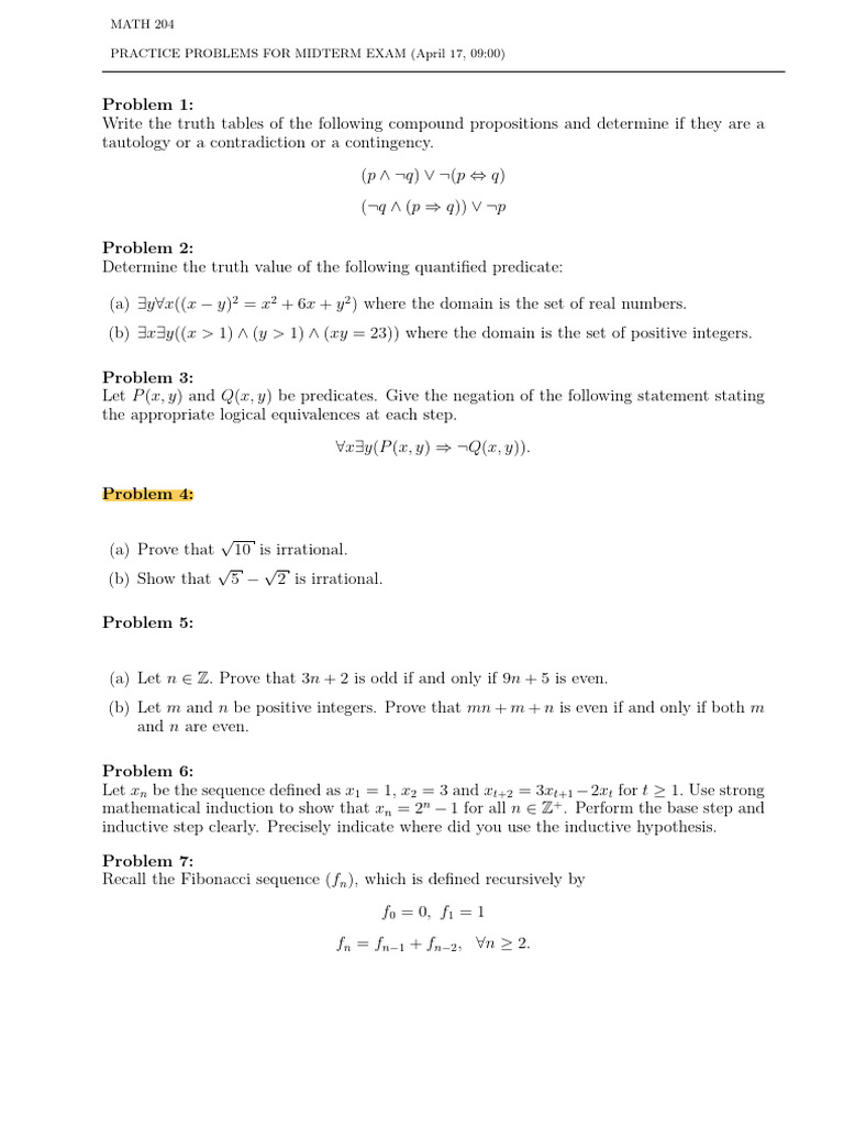 MATH204-Practice Sample 1 | PDF | Mathematics | Mathematical Logic