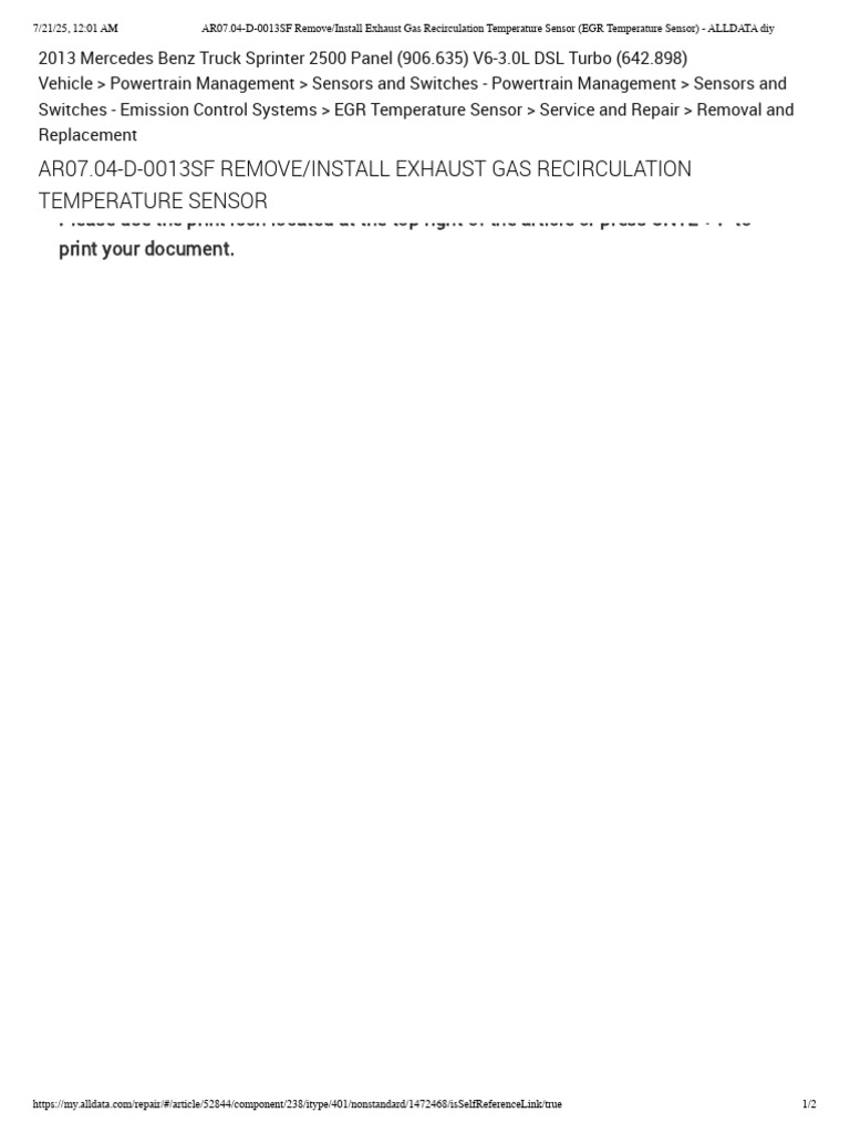 EGR Temperature Sensor Removal Guide | PDF