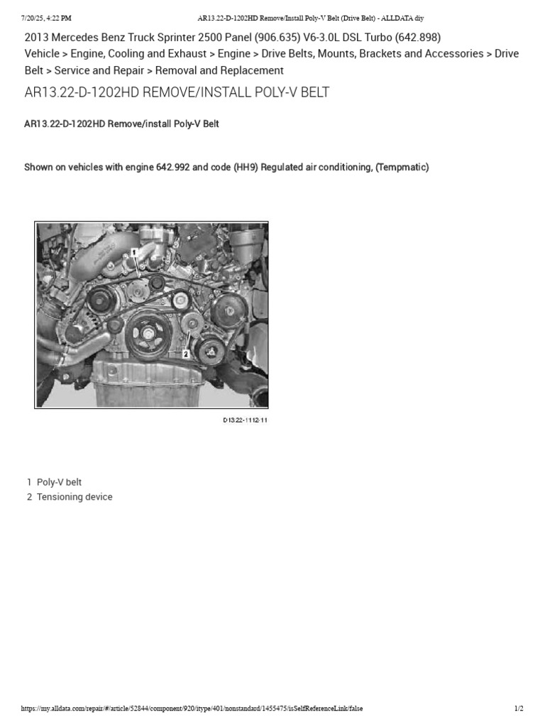 2013 Sprinter 2500 Poly-V Belt Guide | PDF