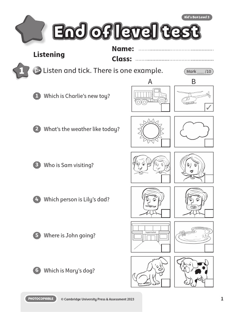 Kid's Box Level 3 End of Level Test | PDF
