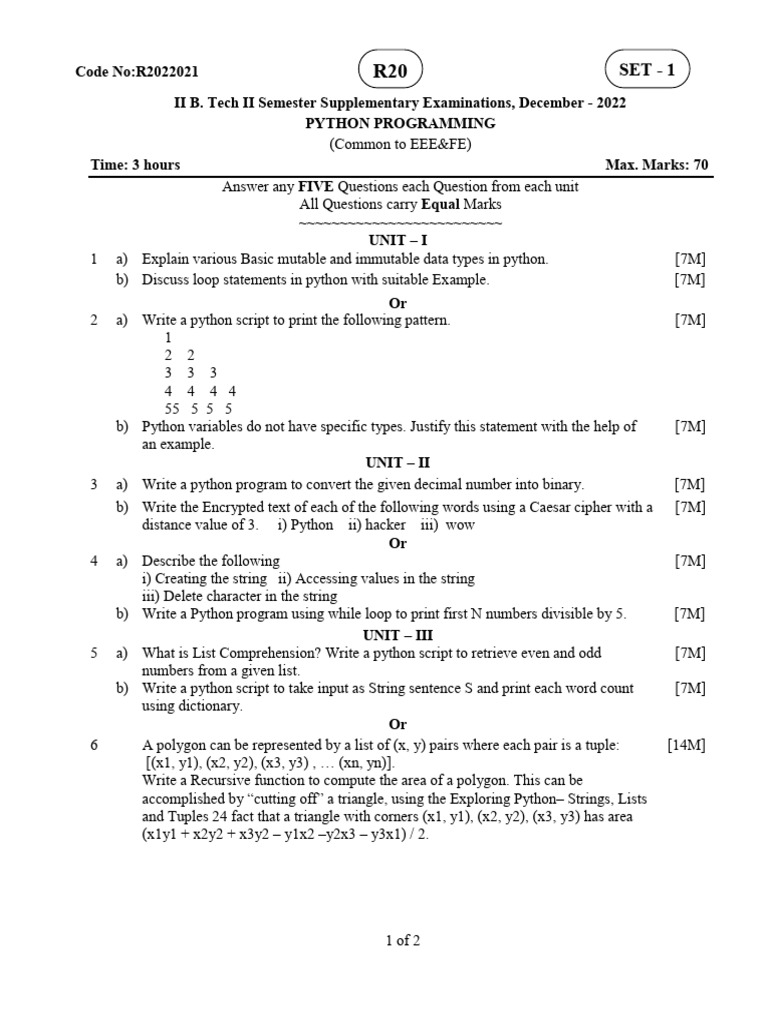 Python Programming Dec 2022 | PDF | String (Computer Science) | Python ...