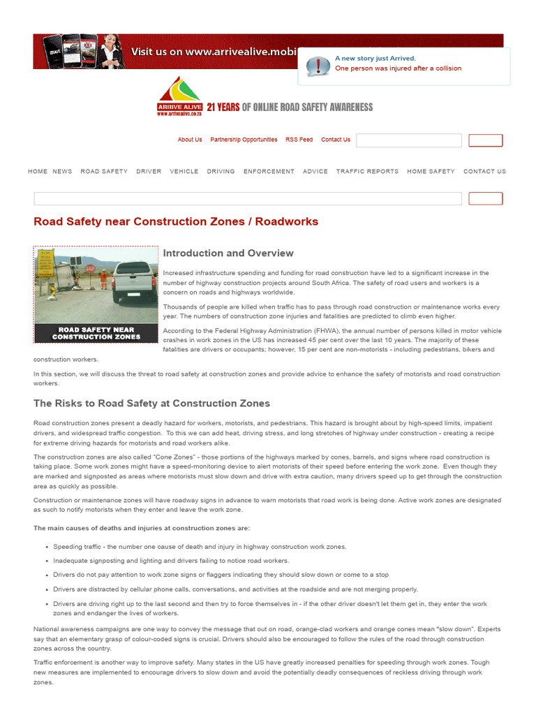 Road Construction Safety Zones - Roadworks | PDF | Road Traffic Safety ...