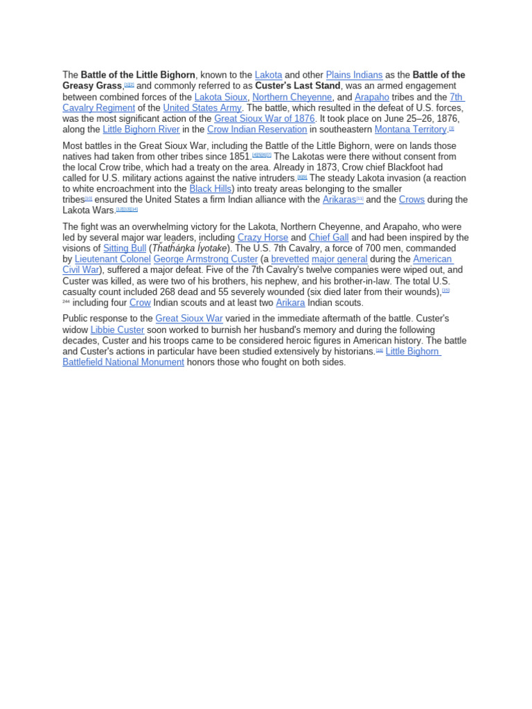 Battle of Little Bighorn | PDF