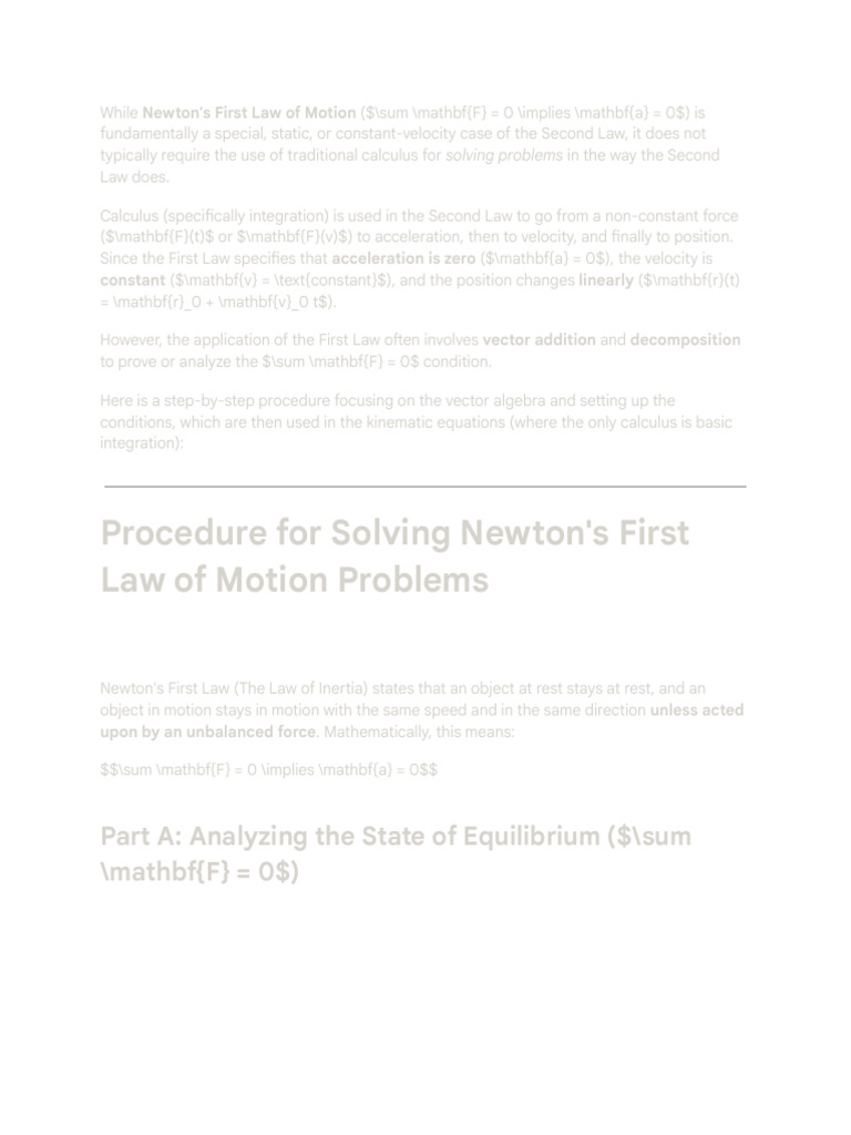 Solving Newton's First Law Problems | PDF | Force | Velocity