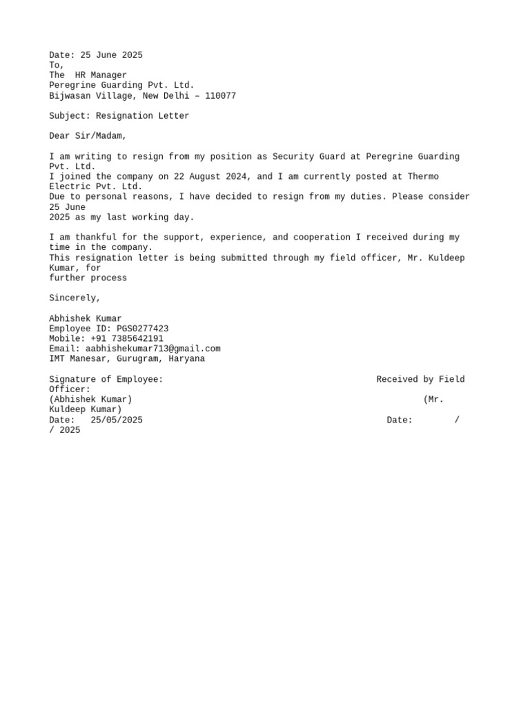 Resigination Text File Pera | PDF