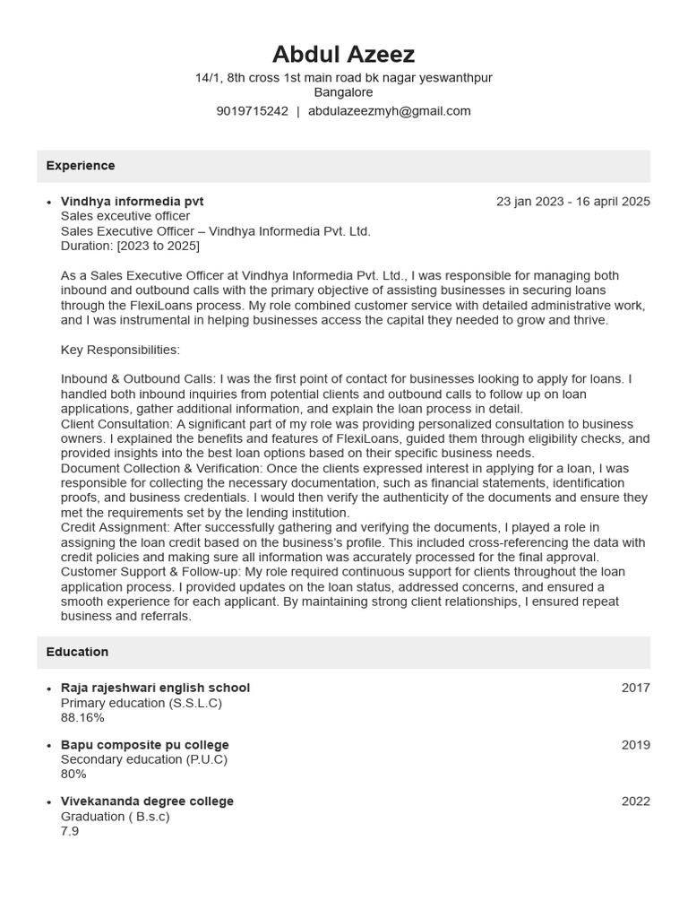Abdul Azeez - 052825751410010 | PDF | Loans