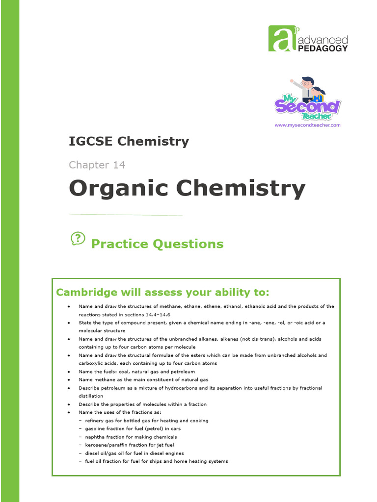 IGCSE Organic Chemistry Practice Questions | PDF | Alkane | Alkene