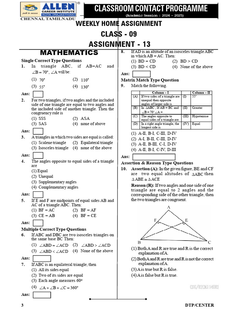 Class 9 Weekly Math Assignment 13 | PDF | Mathematics | Geometric Shapes