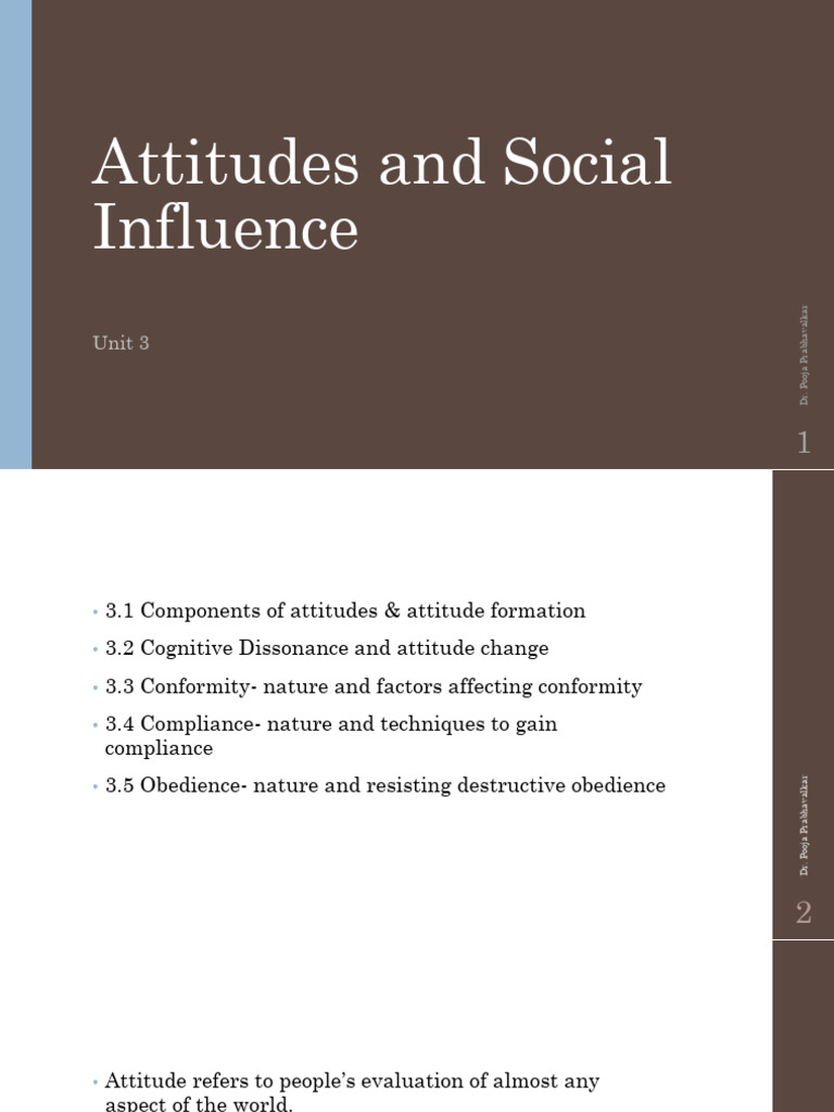 Unit 3 - Attitudes and Social Influence | PDF | Attitude (Psychology ...