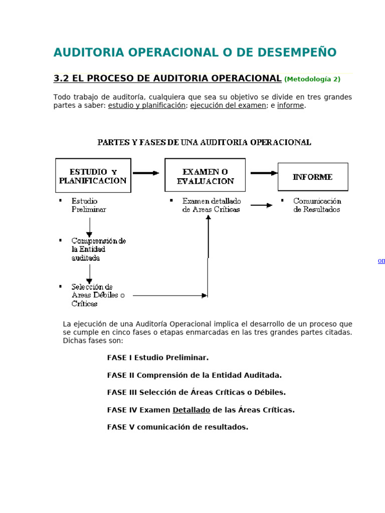 Proceso de Auditoría Operacional | PDF | Auditoría | Contralor