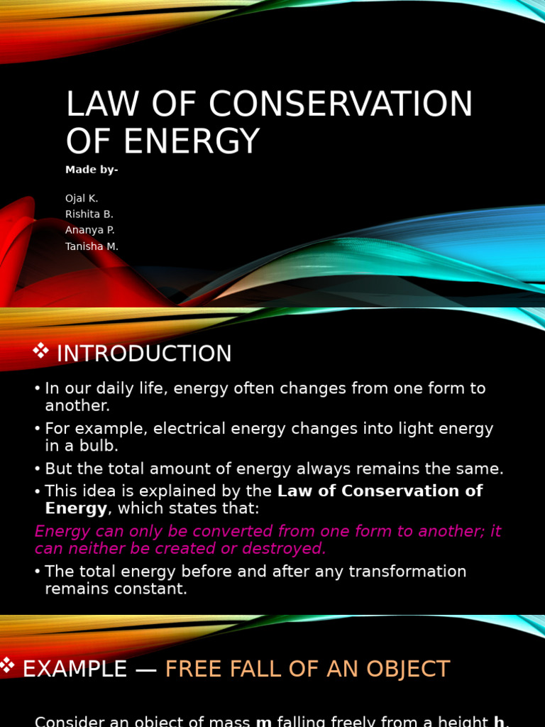 Law of Conservation of Energy | PDF