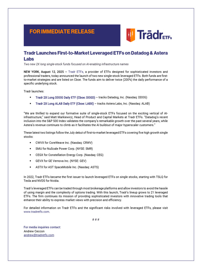 Press Release Tradr Launches Labx Dogd | PDF | Investment Fund ...