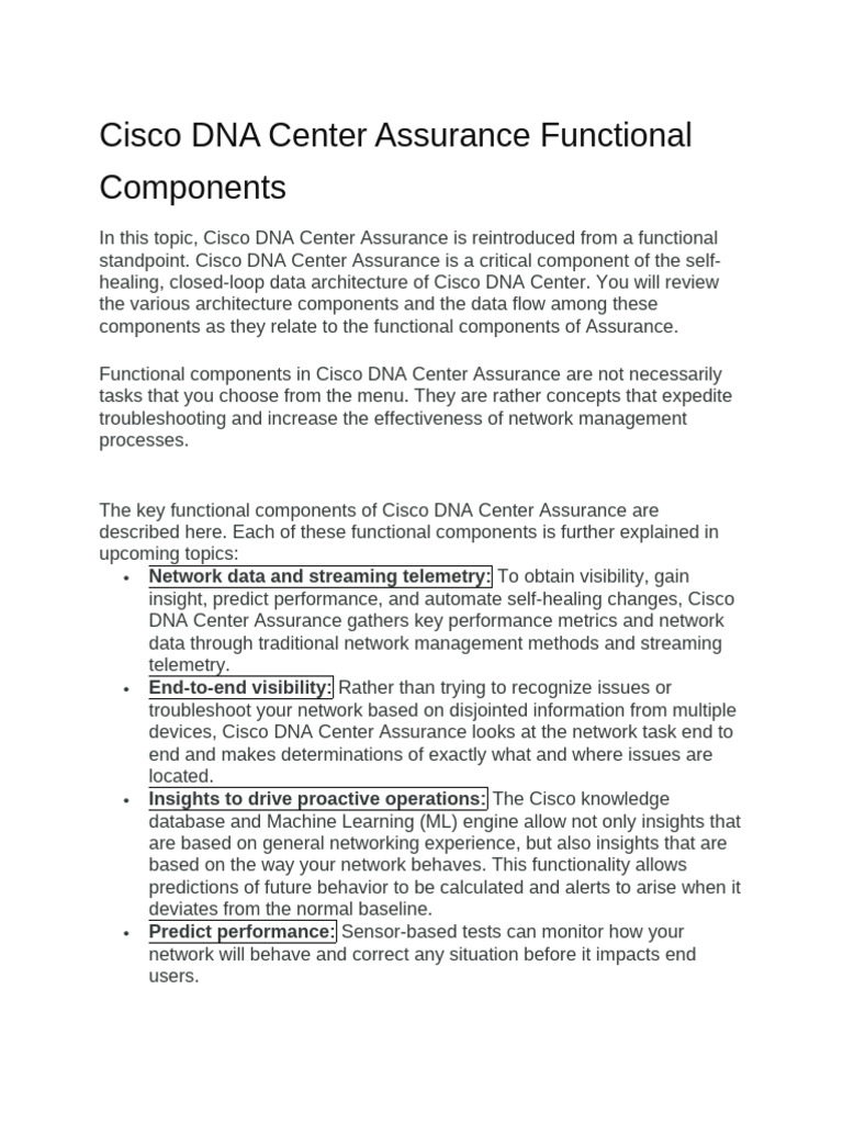 Cisco DNA Center Assurance Functional Components | PDF | Computer ...