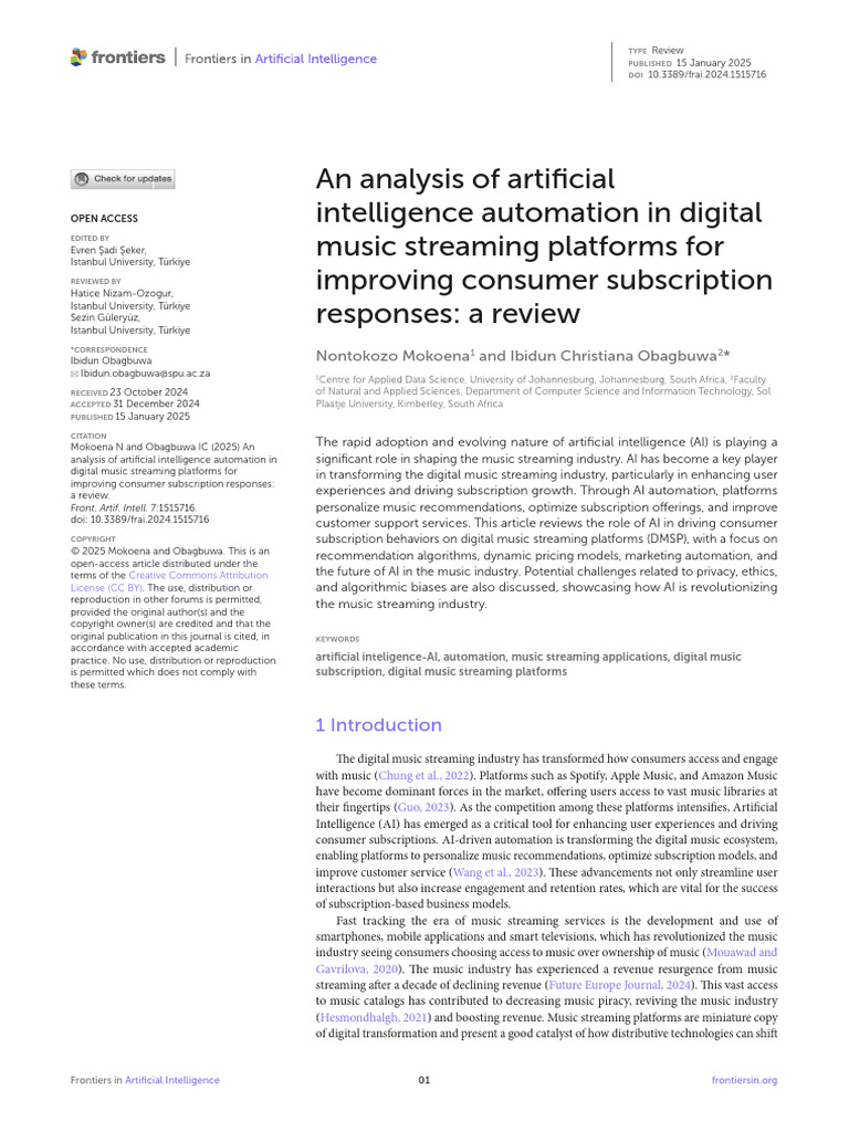 AI Automation in Music Streaming Subscriptions | PDF | Artificial ...