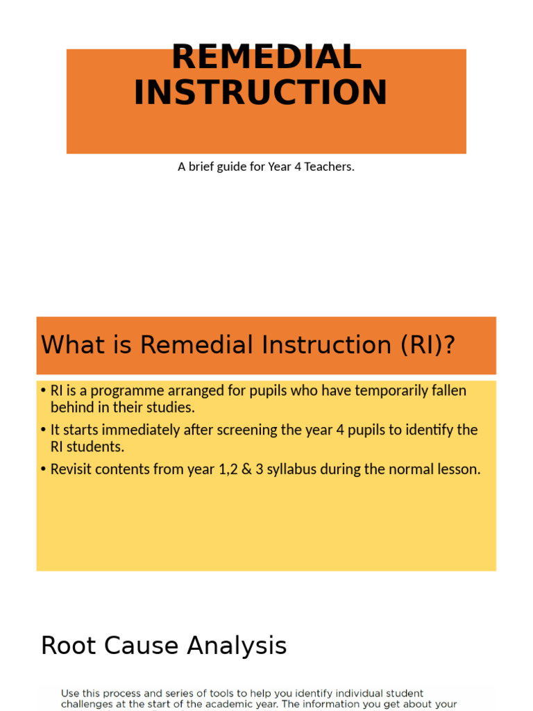 Year 4 Remedial Instruction Guide | PDF