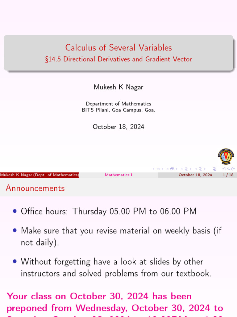 Lec 25 Directional Derivatives and Gradient Vectors | PDF | Tangent ...