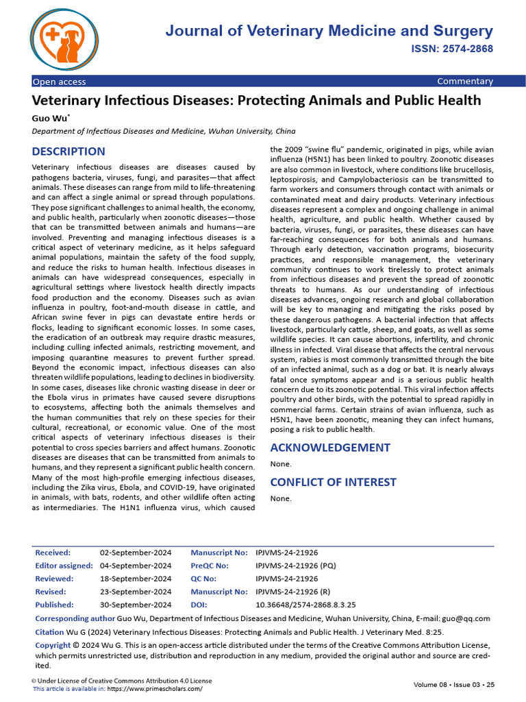 Veterinary Infectious Diseases Overview | PDF | Avian Influenza ...