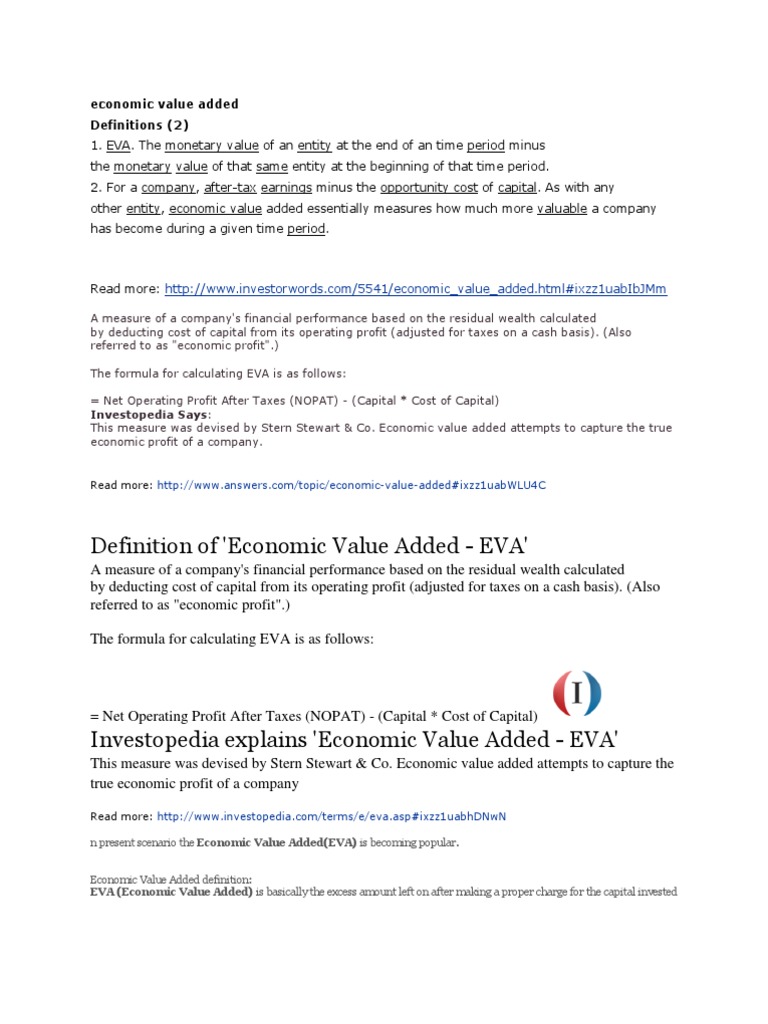 Economic Value Added | PDF | Cost Of Capital | Net Present Value