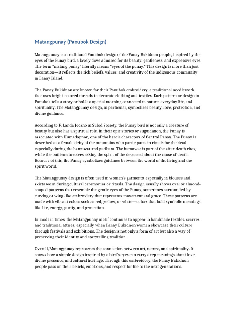 Matangpunay: Meaningful Panubok Design | PDF | Clothing | Rituals