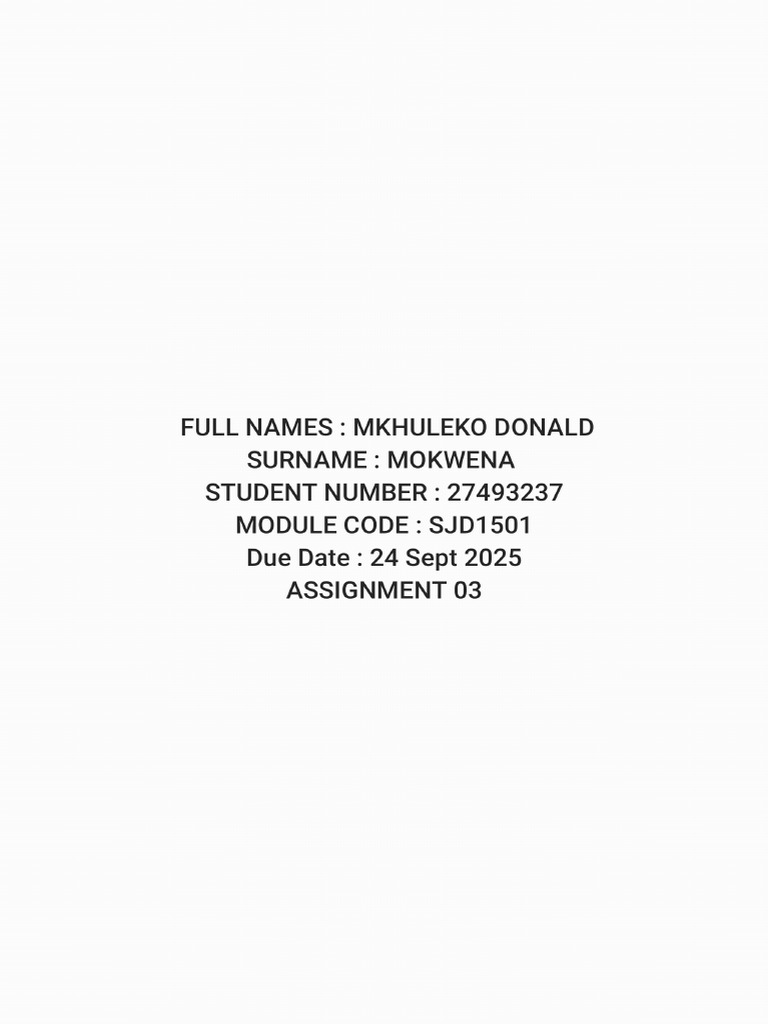 Sjd1501 Assignment 03 | PDF