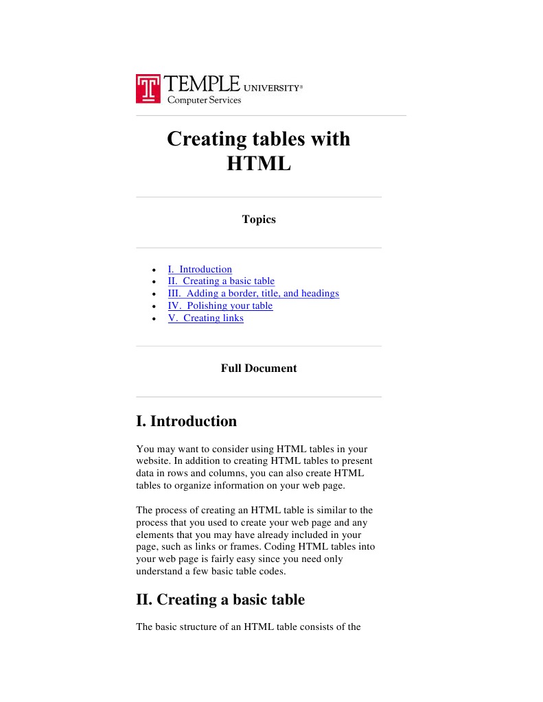Creating Tables With HTML | PDF | Html Element | Html