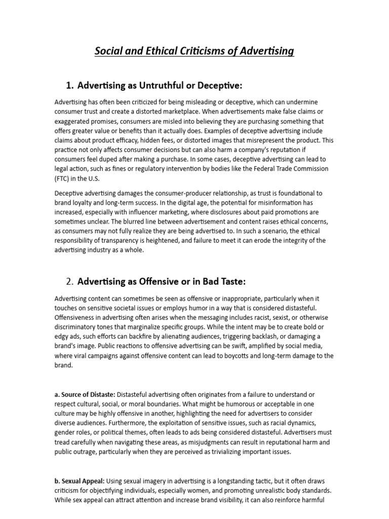 Critique of Advertising Ethics and Impact | PDF | Brand | Advertising