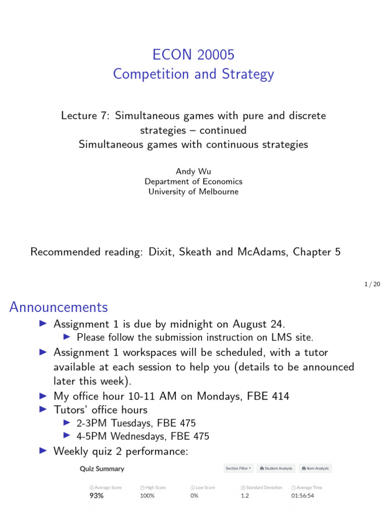 Simultaneous Games: Strategies & Equilibria | PDF | Systems Theory ...