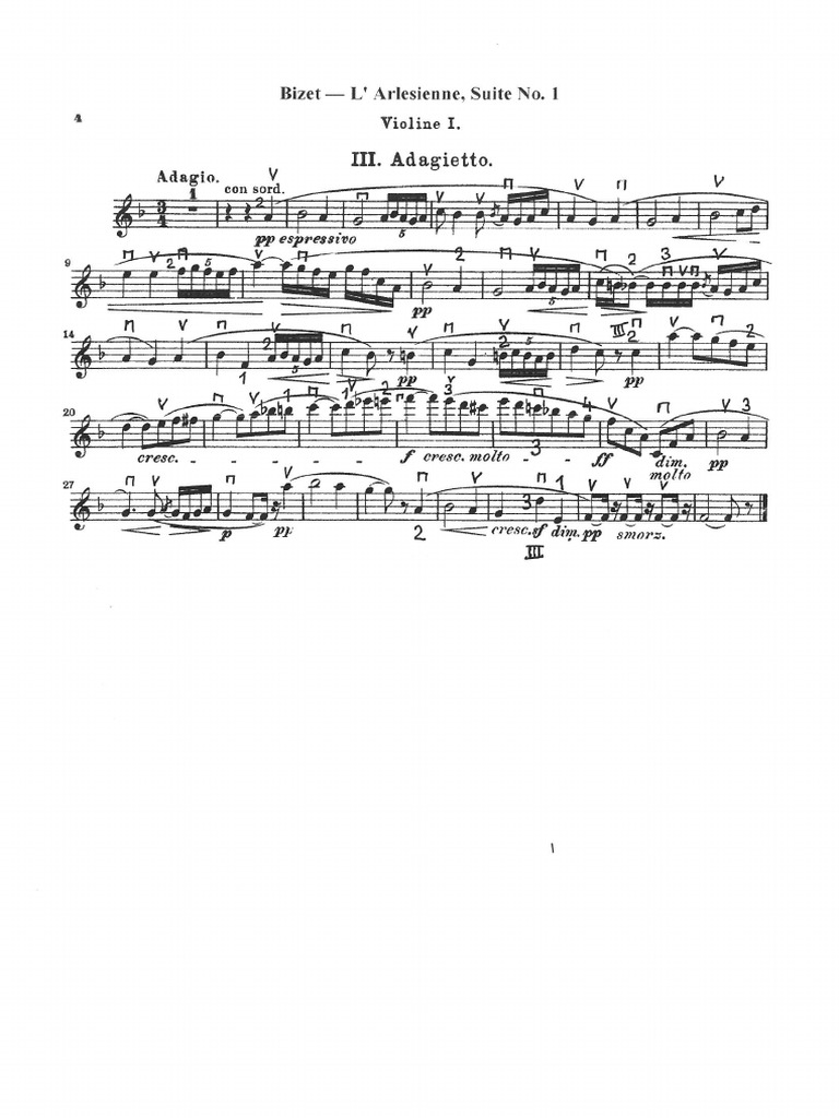 Bizet Adagietto, Quintetto Archi | PDF