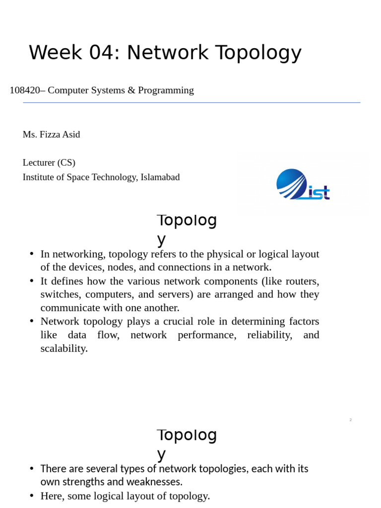 Lecture 08 - Network Topology-1 | PDF | Network Topology | Computer Network