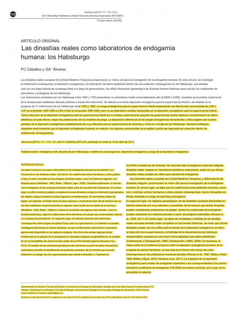 Taller Endogamia | PDF | Endogamia | Genética
