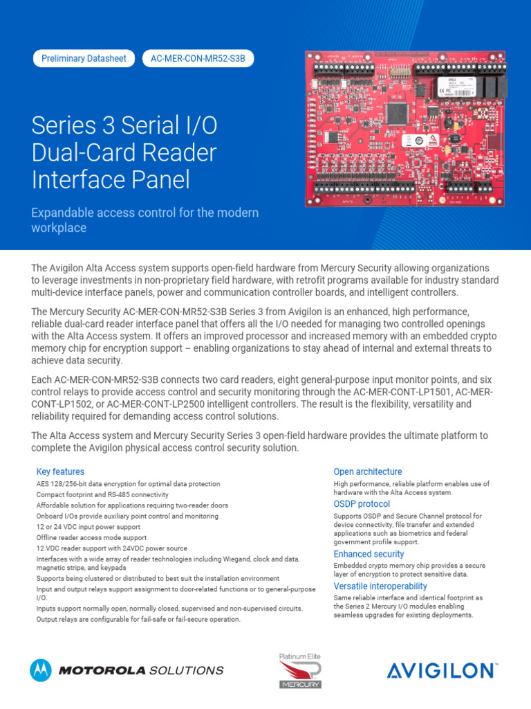 Avigilon Alta Access Ac Mer Con Mr52 s3b Datasheet en | PDF | Access ...