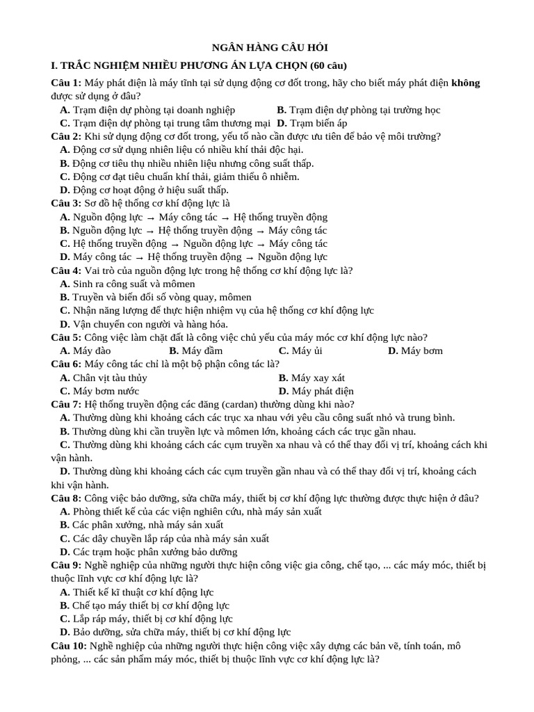 Ngân Hàng Câu Hỏi Cn11_gk2_hs | PDF