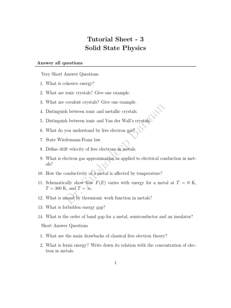 Solid State Physics | PDF | Electrical Resistivity And Conductivity | Semiconductors