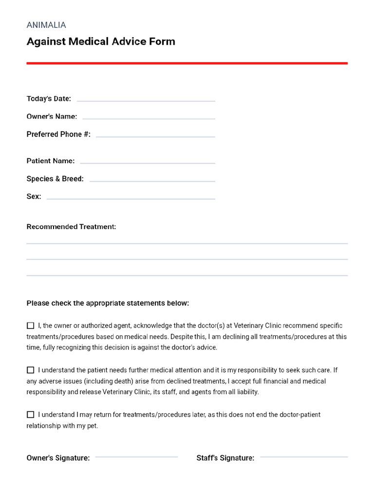 Against Medical Advice Form | PDF