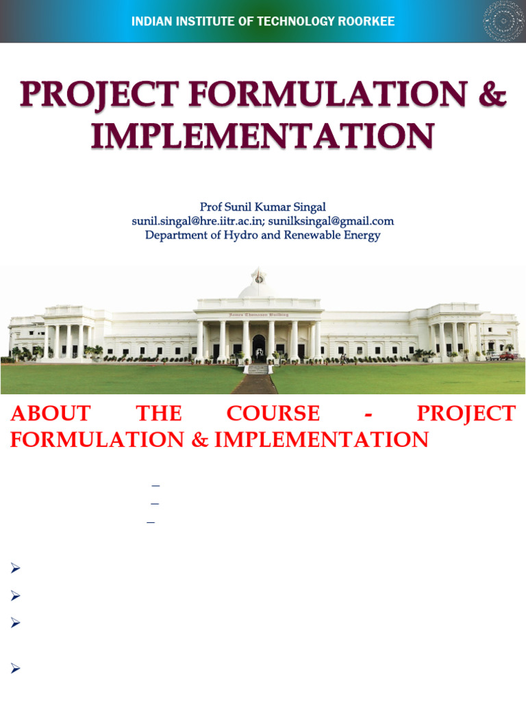 Project Formulation & Implementation Course | PDF | Consultant | Taxes