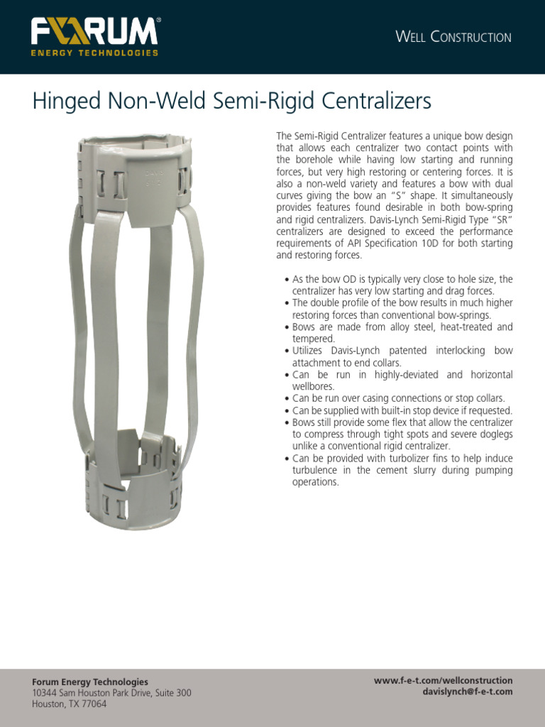Semi-Rigid Centralizers for Wellbores | PDF | Industrial Processes ...