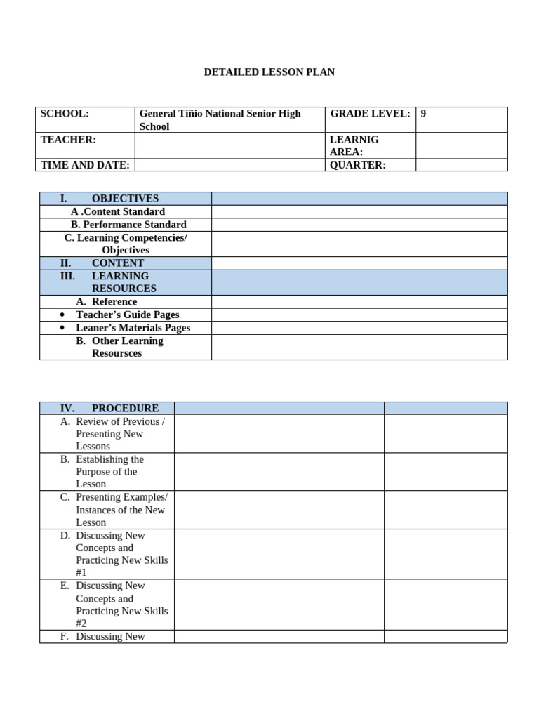 Detailed Lesson Plan | PDF