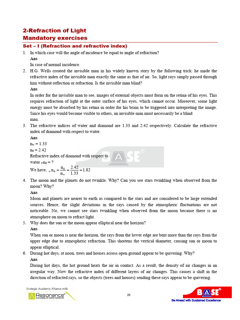 Ancment638817893740557431 (1) | PDF | Refraction | Refractive Index