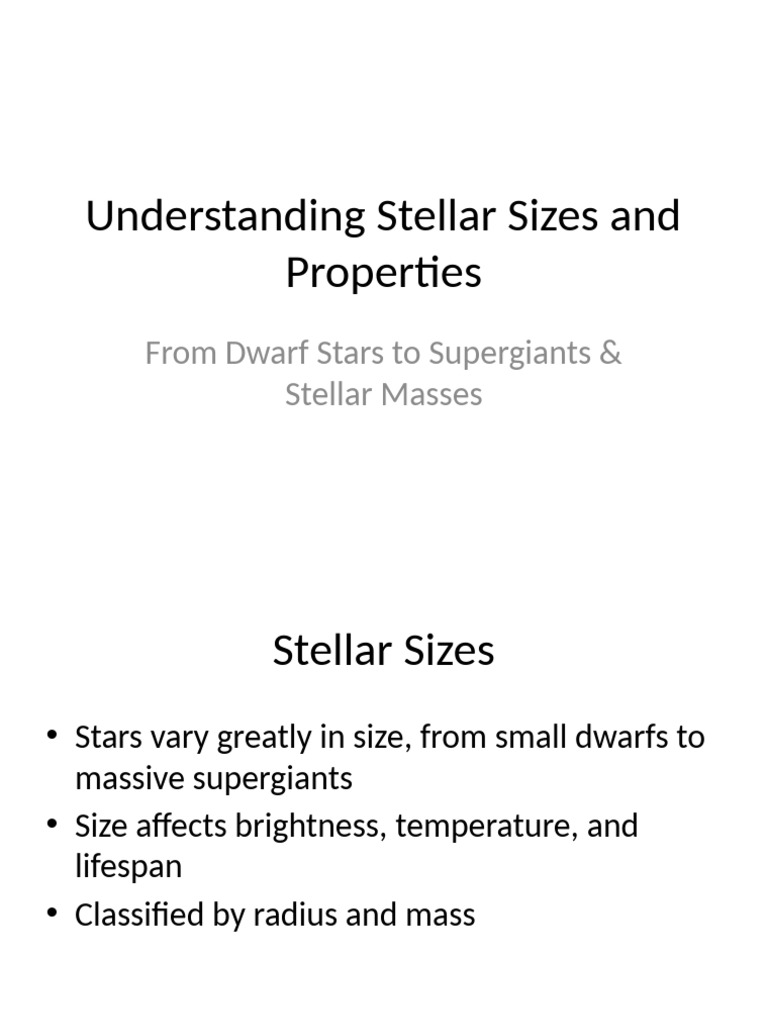 Stellar Sizes: Dwarfs to Supergiants | PDF | Stars | Astronomy