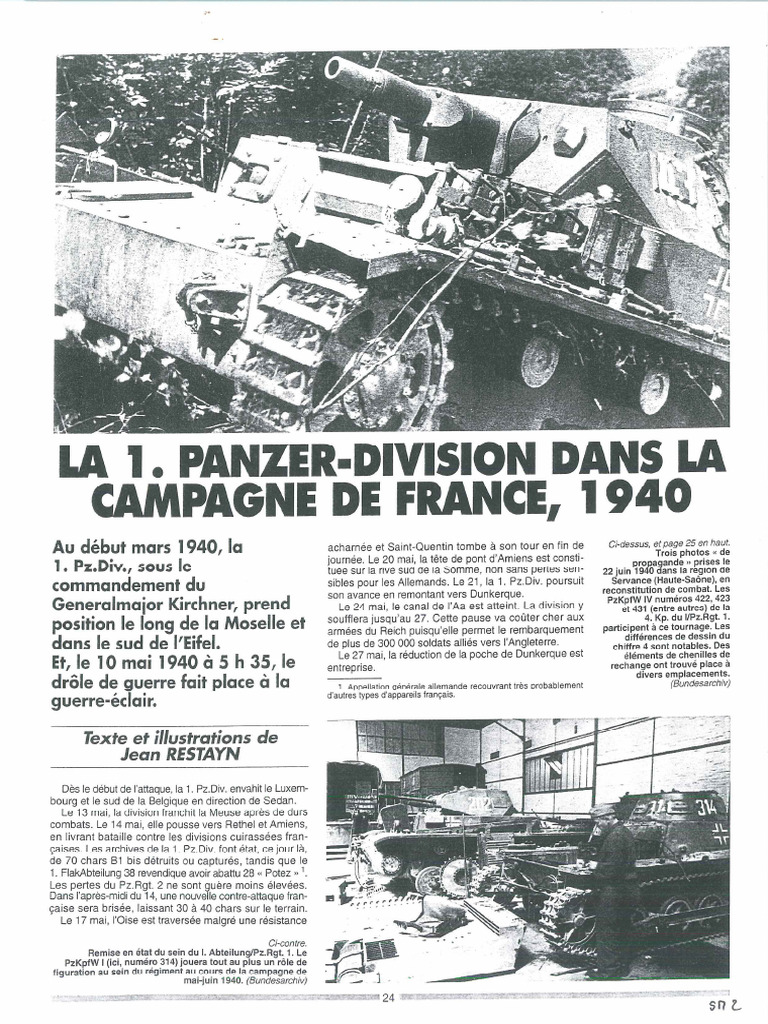 1940 - La 1ère Panzer-Division Dans La Campagne de France - SM02 | PDF