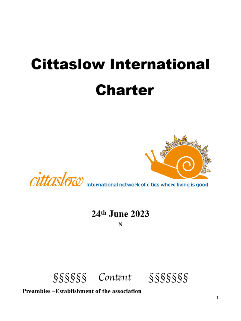 Cittaslow International Charter Overview | PDF | Regulatory Compliance ...