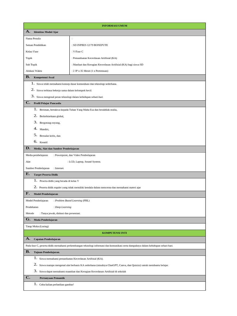 Modul Ajar Peer Teaching | PDF